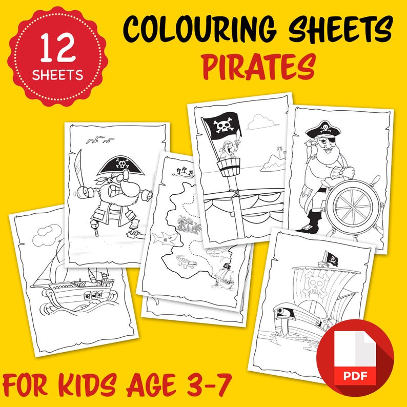 Printable Pirates Colouring Pages for Kids, 12 Colouring Sheets ...