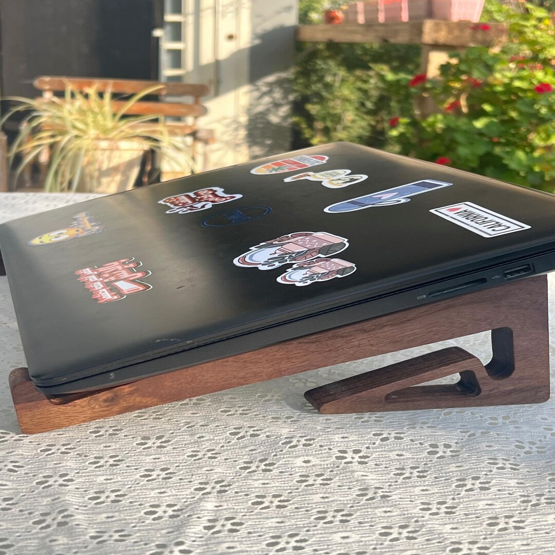 Wooden Laptop Stand * Mahogany Natural Wood Stand * MacBook Wood Stand ...