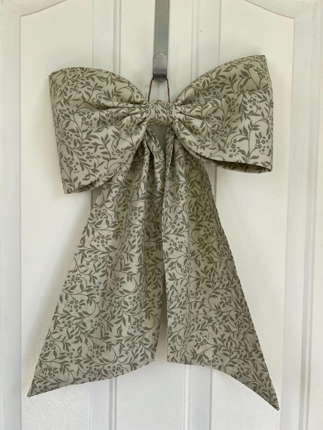Large Decorative Bow- Pastel Green Vines- Wreath Bow, Festive Bow, Door ...