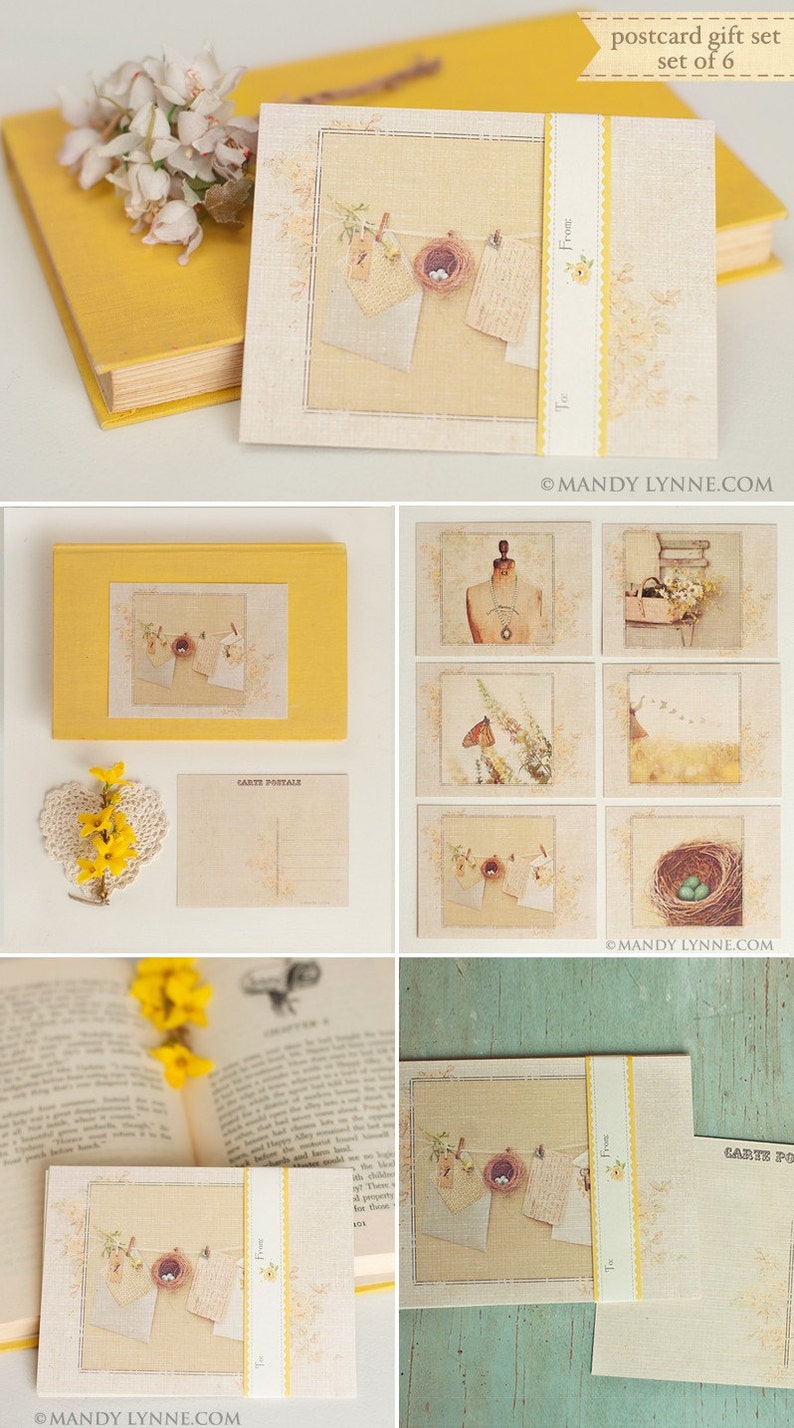 Nostalgia Yellow Postcards - Gift Set of 6 - Etsy