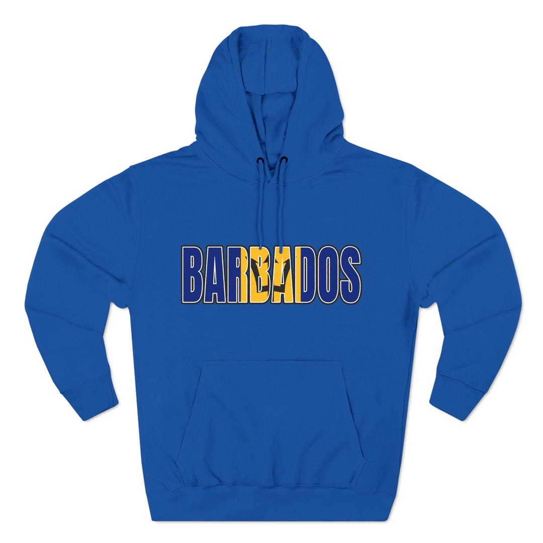Barbados Logo and Flag Fleece Hoodie, Three-panel Sweatshirt, Gift for ...