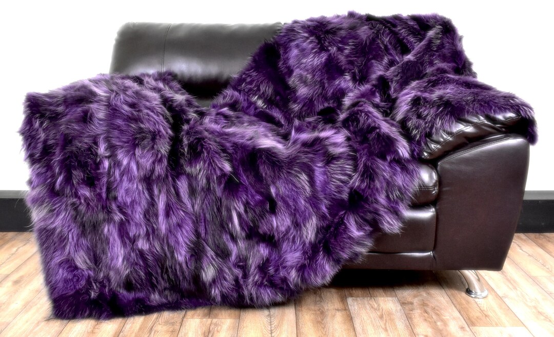 Luxury Real Violet Fox Fur Throw Blanket - Etsy