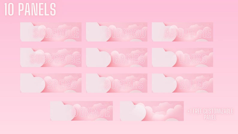 Paquete de overlays kawaii de corazón rosa para Twitch (descarga ...