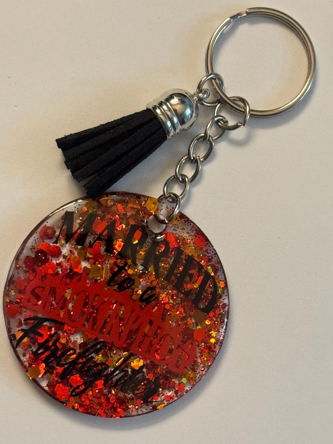 Firefighter Wife Keychain With Red and Orange Glitter - Etsy