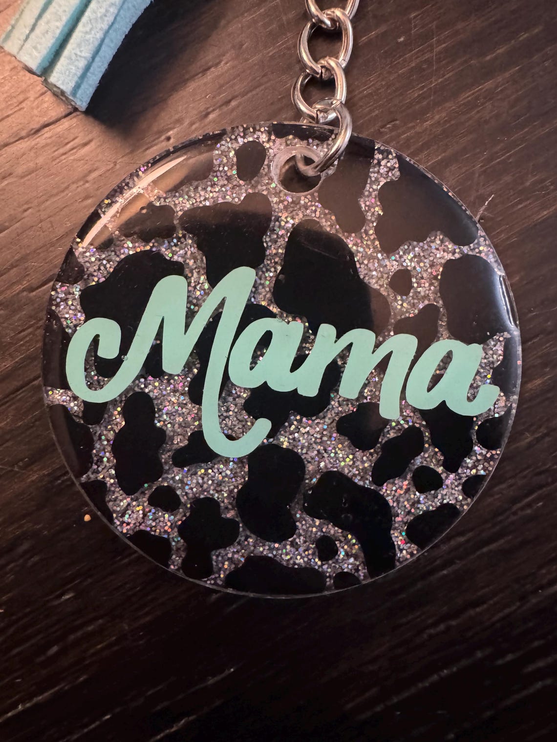 Mama - Cow Print Keychain - Etsy