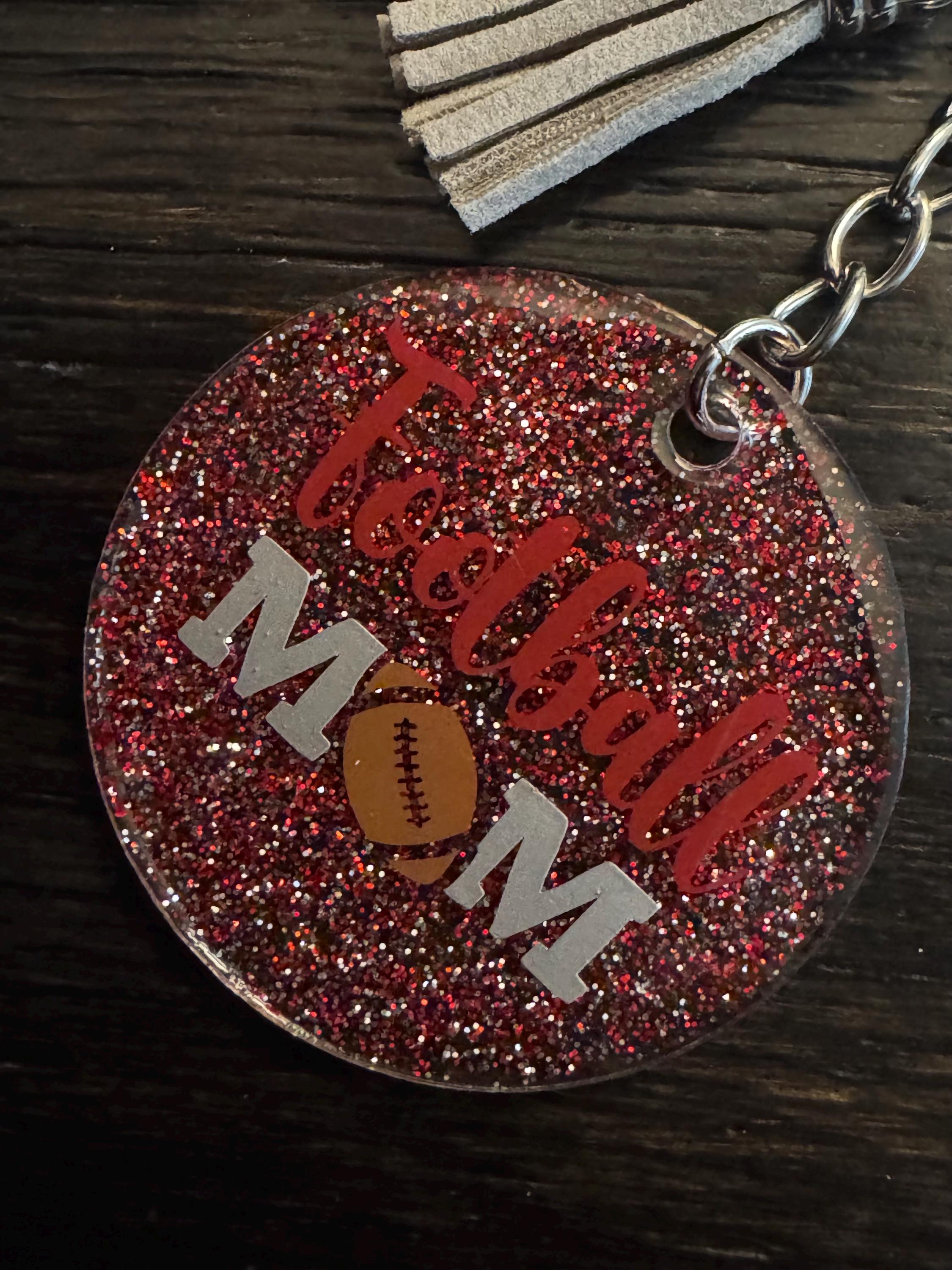 Football Mom Red & Silver Keychain - Etsy