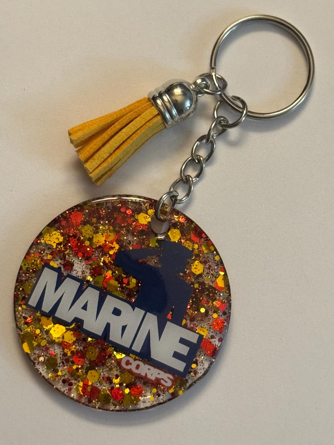Marine Keychain With Red and Gold Glitter - Etsy