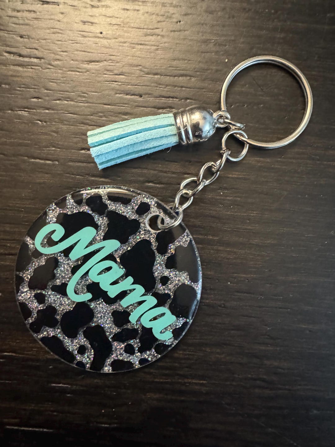 Mama - Cow Print Keychain - Etsy