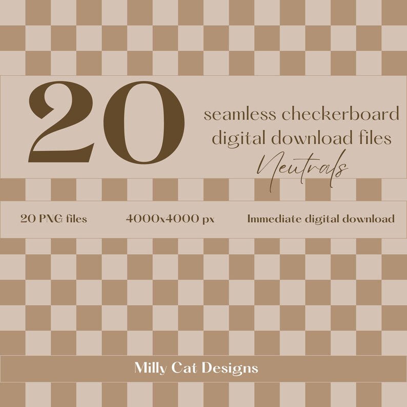 Seamless Checkerboard Background Digital PNG Download Neutral Brown ...