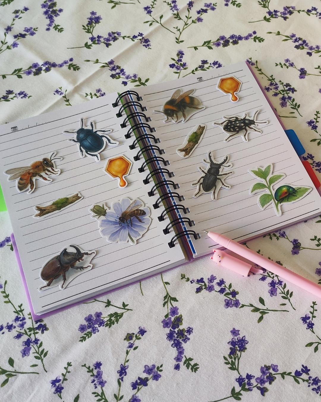 8 Bug Stickers, PDF, A5, Digital Download – Realistic Forest Insects ...