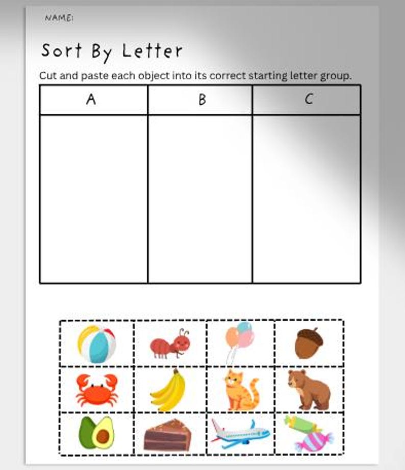 ABC Alphabet Sorting Worksheet: Preschool Phonics Activity (digital ...