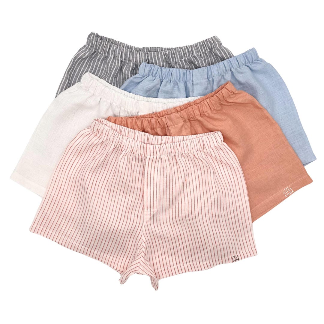 Linen Boxer Shorts for Women – Comfortable Sleepwear, Peach Pajama ...