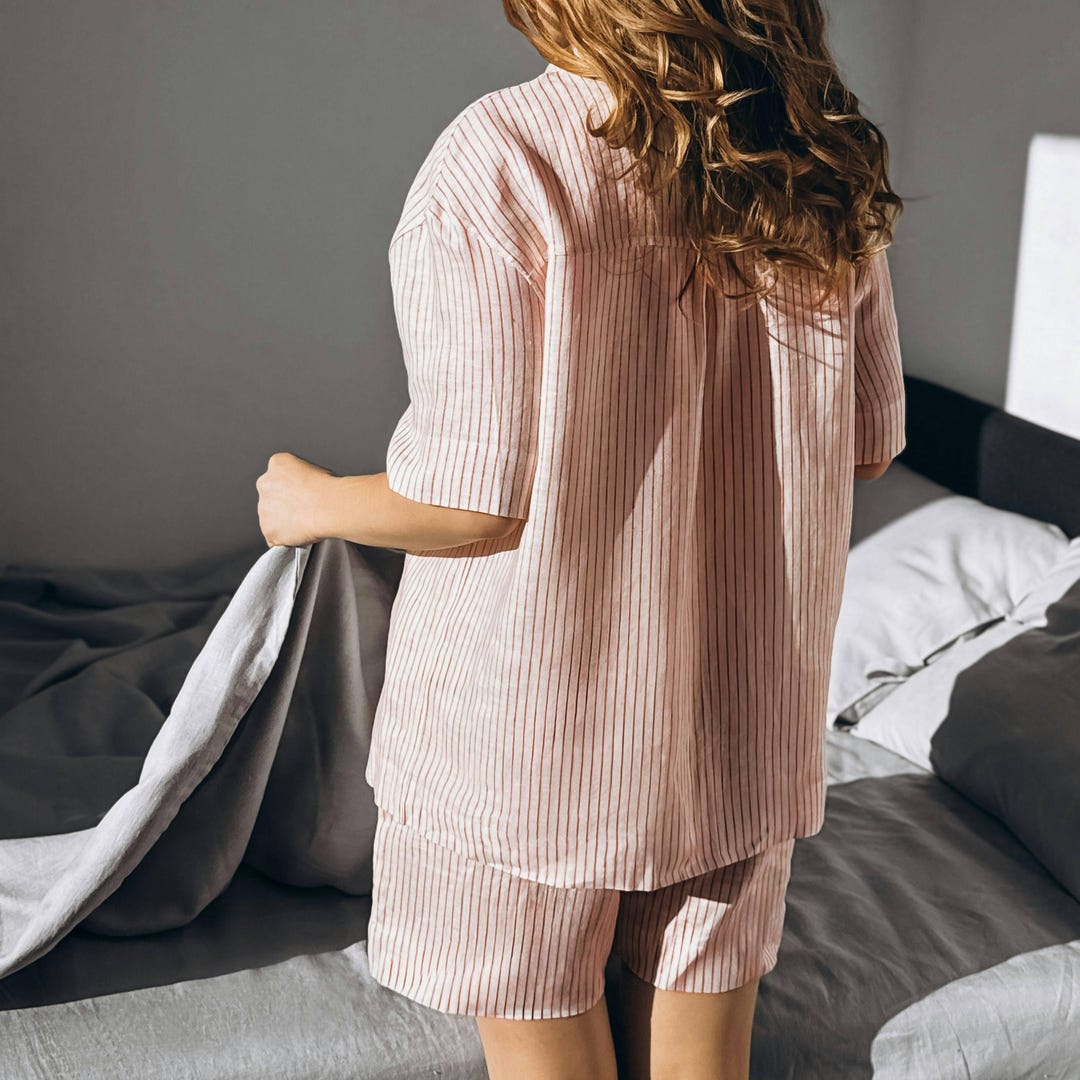 Pajama Shorts Linen for Ladies– Relaxed Sleepwear for Women - Casual ...