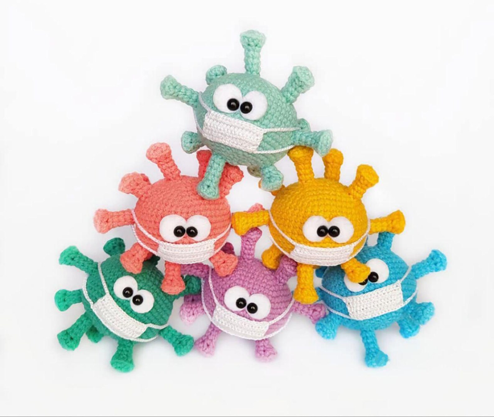 Crochet Virus Keychain, Hospital Staff Gift Keychain, Crochet Funny ...