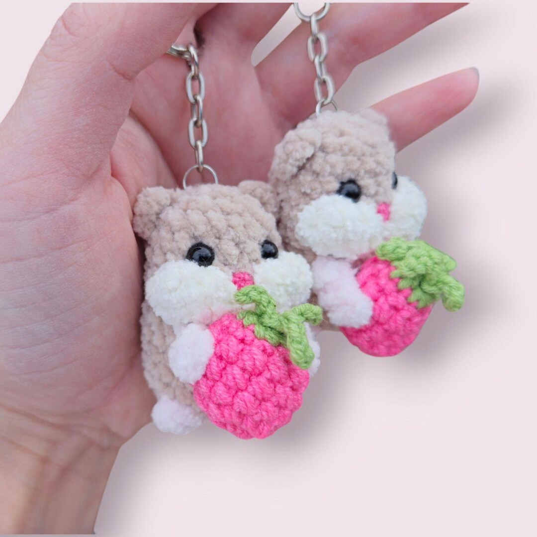 Crochet Set of Hamster Matching Keychains, Mini Crochet Animals ...