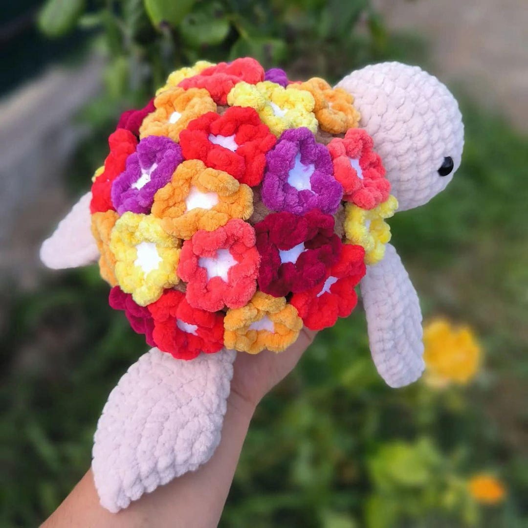 Cute Baby Turtle Plush, Stuffed Animal Plush Turtle Lover Gift, Flower ...