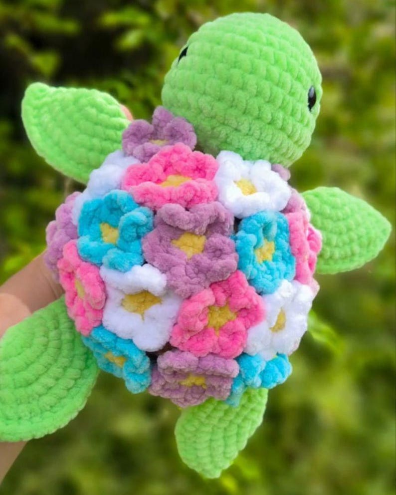 Ocean Bloom Turtle Toy : Crochet Sea Animal With Floral Shell, Handmade ...