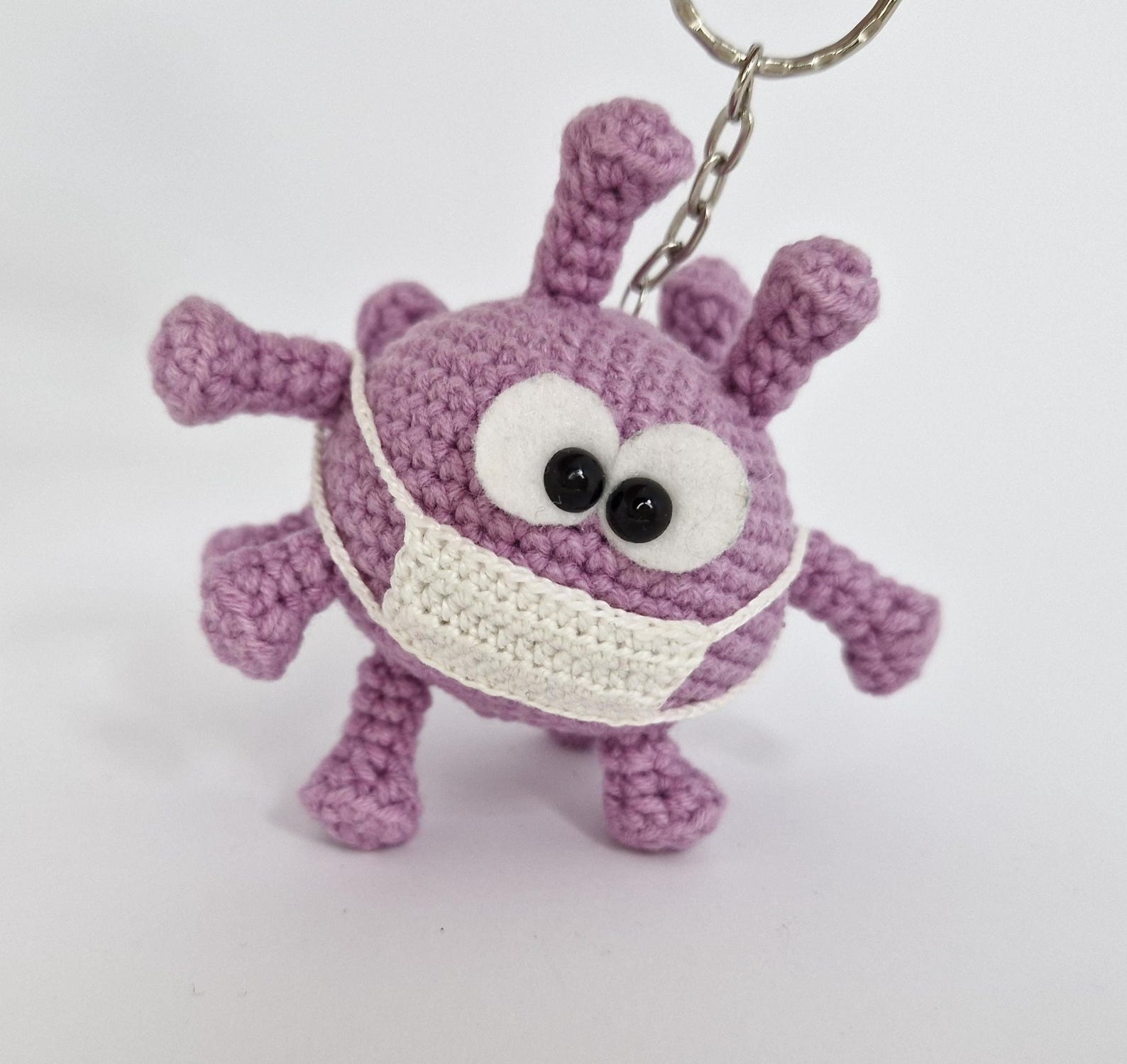 Micro Crochet Virus Keychain, Light Purple Bacteria Keyring, Biohazard ...