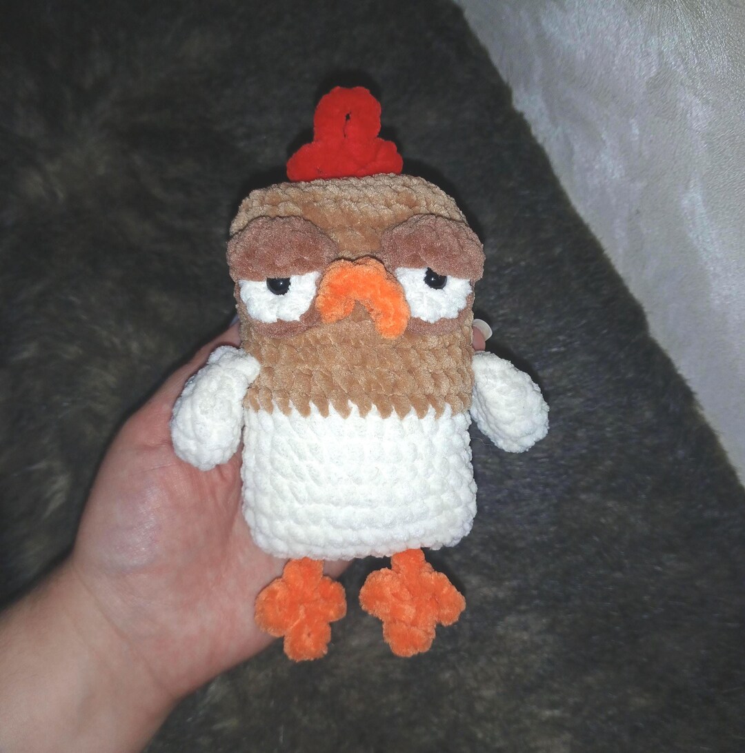 Funny Crochet Chicken Toy, Plush Hen Ornament, Silly Bird Decor ...