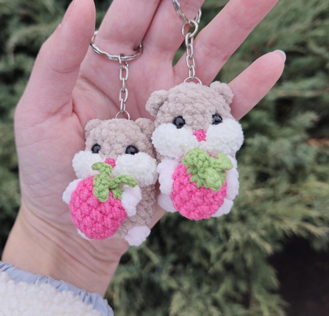 Crochet Matching Keychains Set, Plush Amigurumi Keychain, Crochet ...