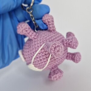 Micro Crochet Virus Keychain, Light Purple Bacteria Keyring, Biohazard ...