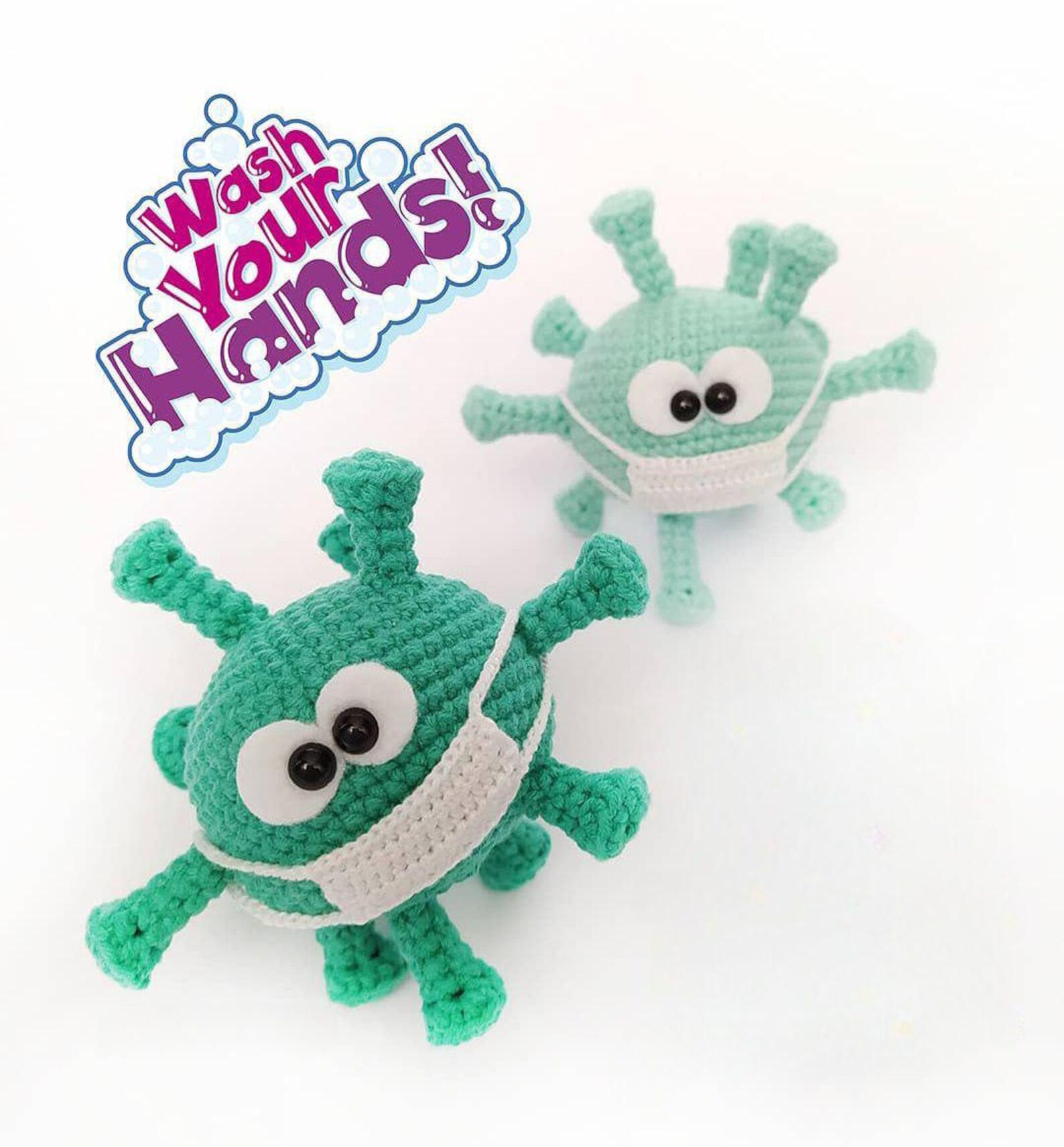 Crochet Virus Keychain, Hospital Staff Gift Keychain, Crochet Funny ...