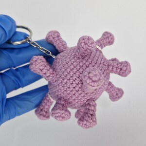 Micro Crochet Virus Keychain, Light Purple Bacteria Keyring, Biohazard ...