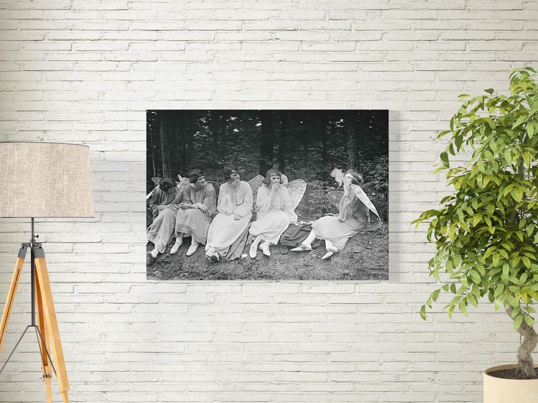 Angels Smoking, Black and White Art, Vintage Wall Art, Funny Wall Art ...