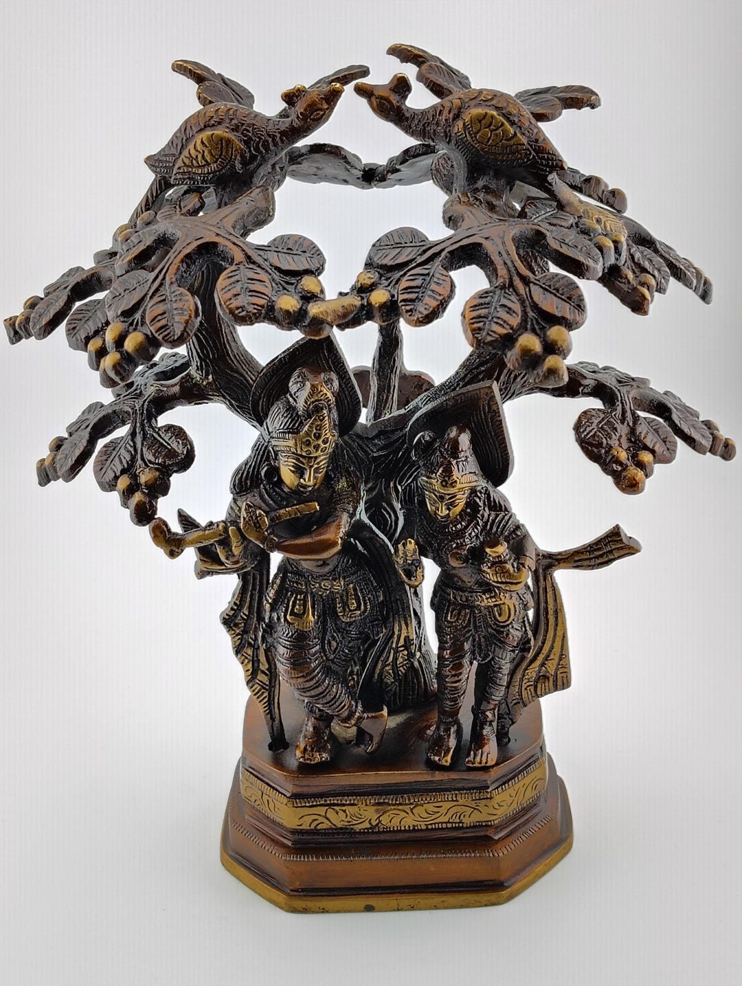 Hand-polished Brass Radhe Krishna Tree of Life Statue | Large 24 Cm - Etsy