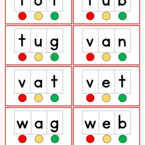 CVC Word Cards, Elkonin-style Set 01 Download & Print - Etsy