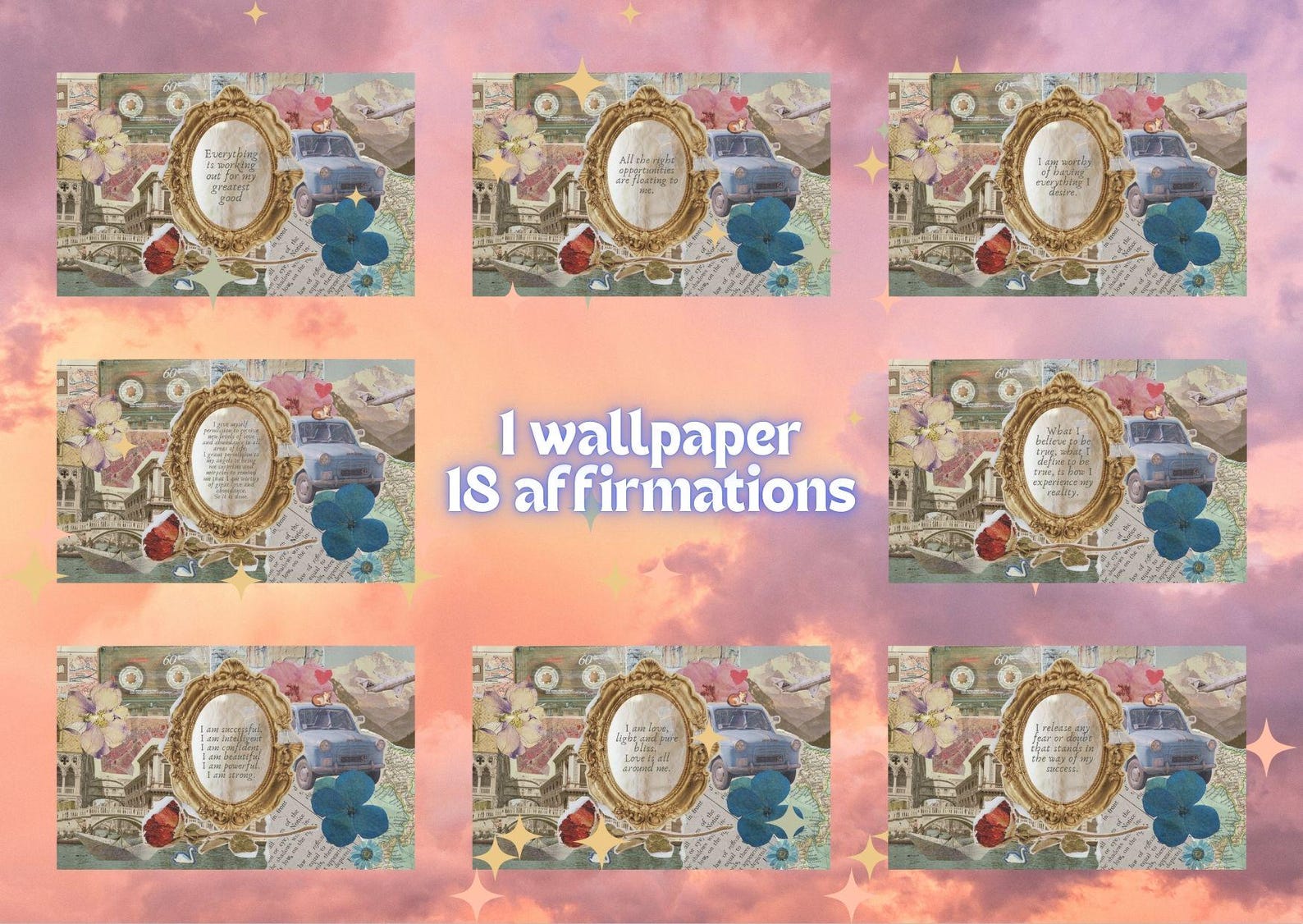 Affirmations Wallpaper | Scrapbook Style | 18 Affirmations - Etsy