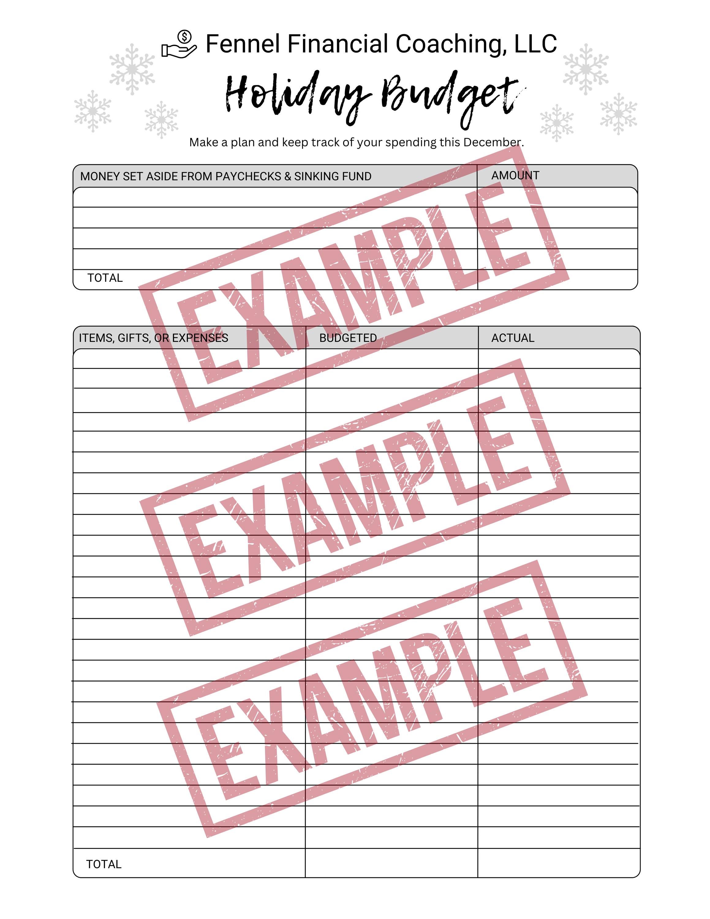 Simple Holiday Budget Template, Christmas Budget Template, Budget ...