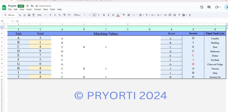 Pryorti Matrix- Microsoft Excel - Etsy