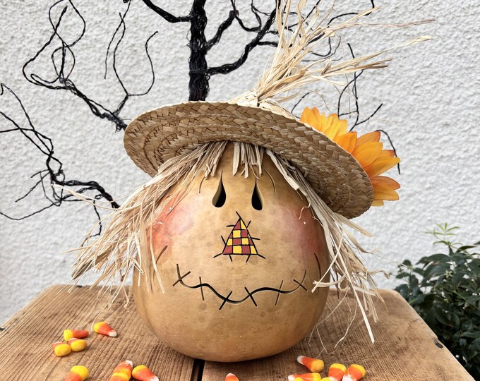 Fall Gourd Scarecrow Jack O Lantern Fall Primitive Holiday Decoration ...