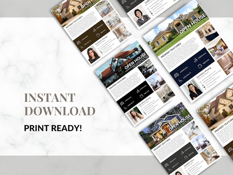 Dark Open House Flyer Template, Real Estate Sell Sheet, Realtor Marketing Tool, for Sale ...