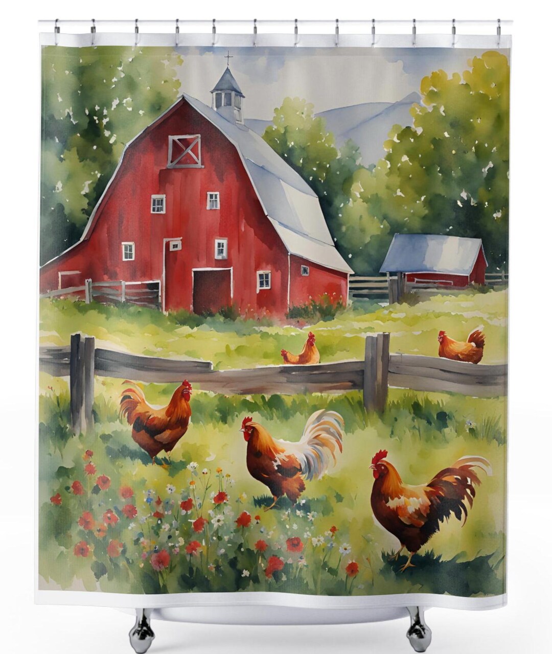Barnyard Art Watercolor Style Decor, Farmhouse Bathroom Decor, Animal ...
