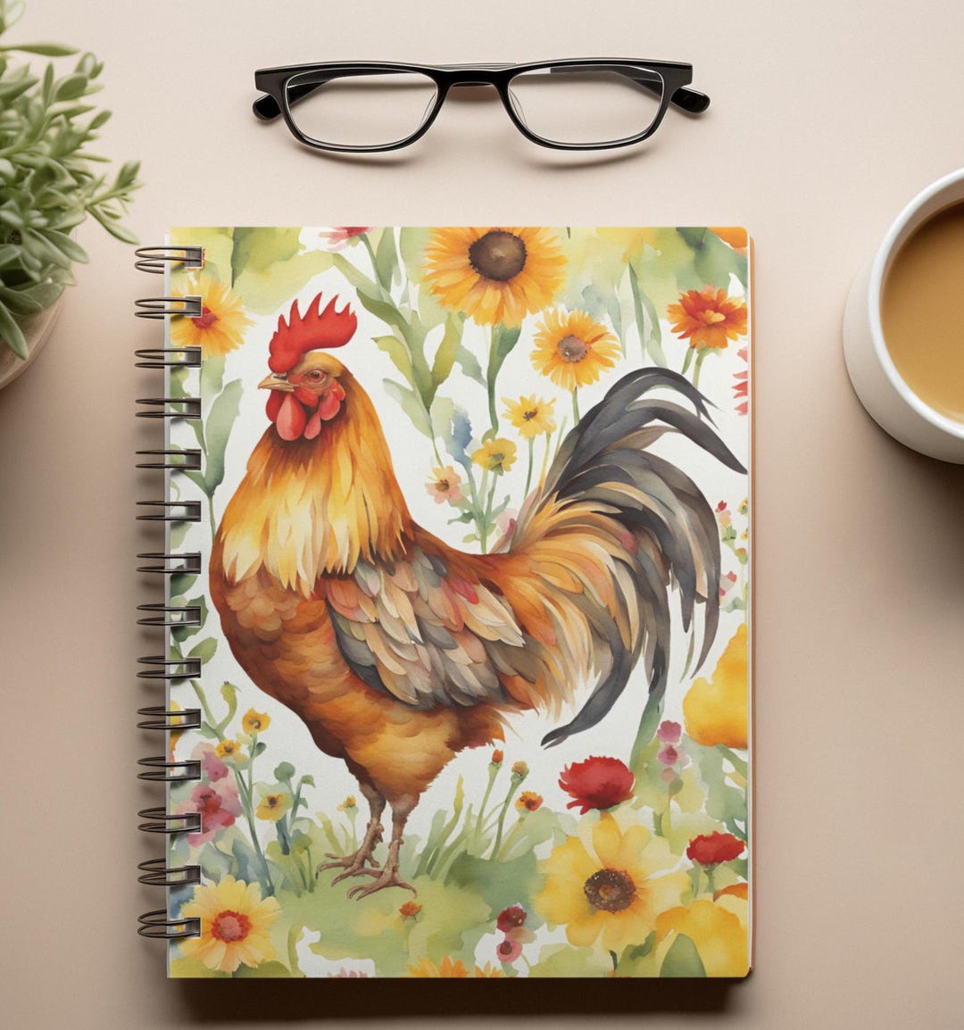 Rooster Watercolor Artwork, Farmhouse Home Decor, Watercolor Style ...