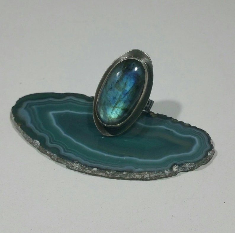 Labradorite Ring, Blue Flash, Bright Blue Stone, Mystical Ring ...