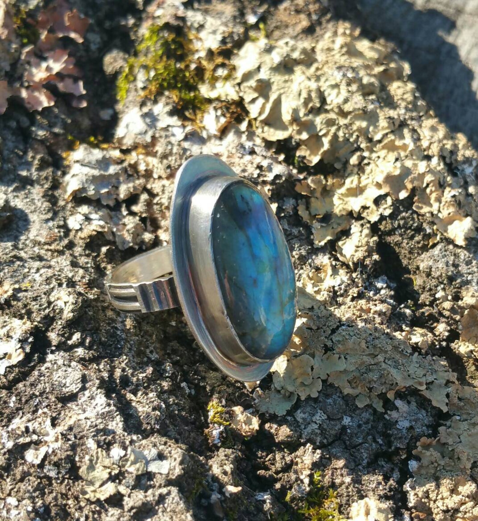 Labradorite Ring, Blue Flash, Bright Blue Stone, Mystical Ring ...