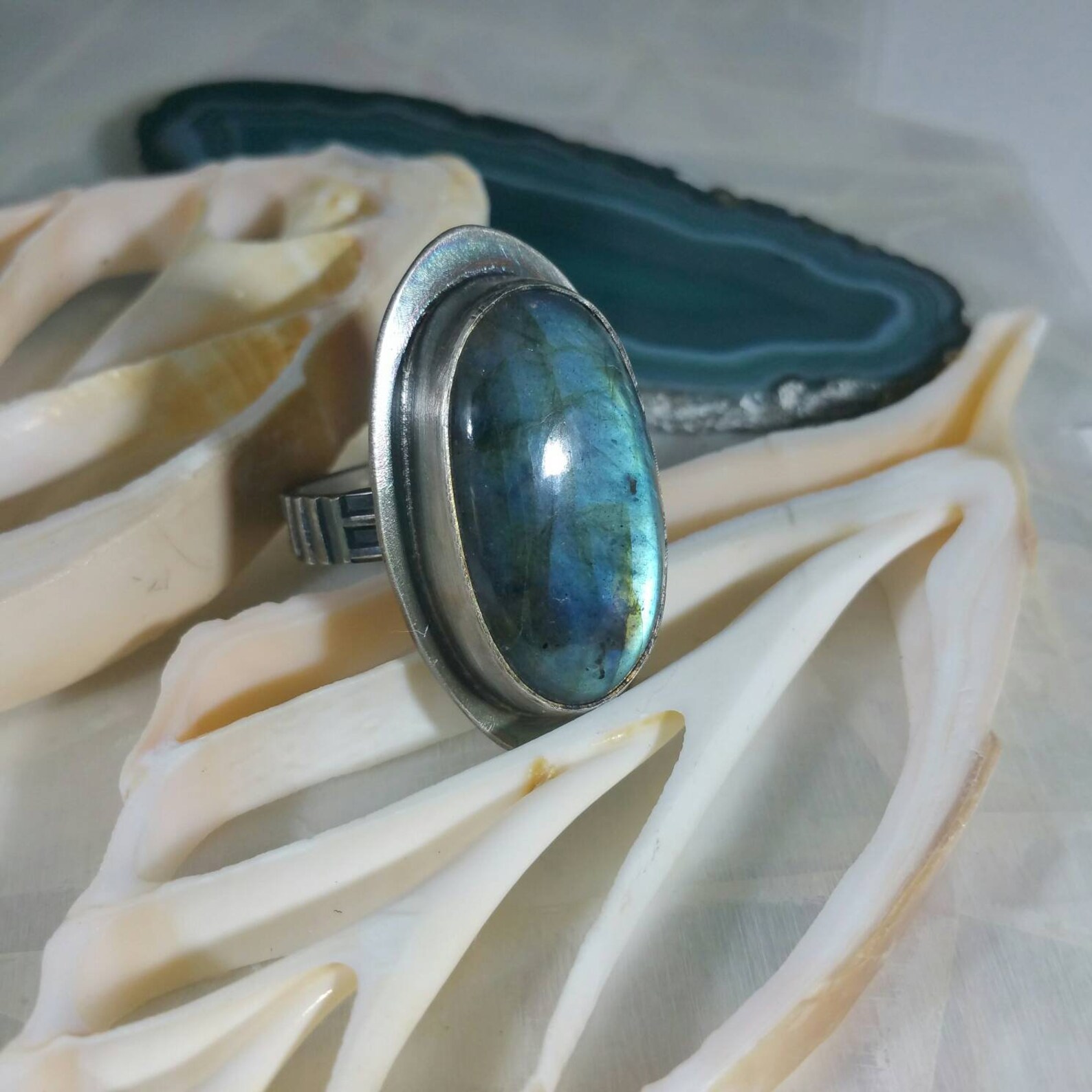 Labradorite Ring, Blue Flash, Bright Blue Stone, Mystical Ring ...