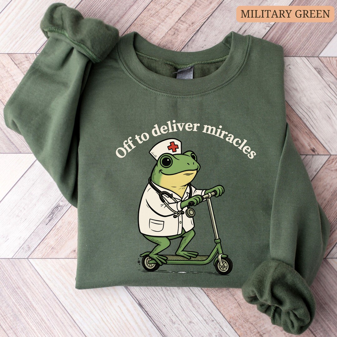 Labor and Delivery Nurse Sweatshirt Frog Scooter Labor & Delivery Nurse ...
