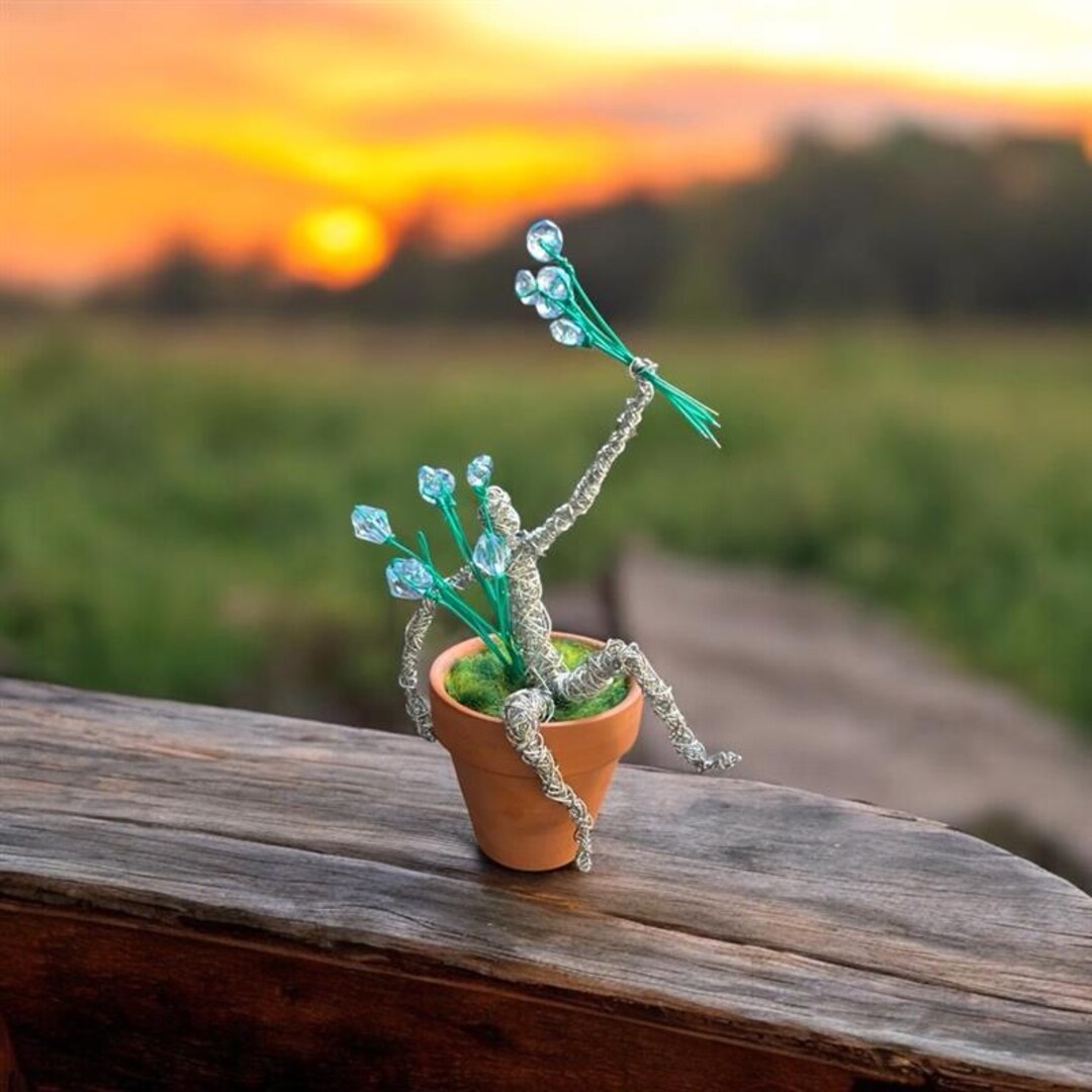 Wire Man in Plant Pot Bouquet Sculpture - Etsy