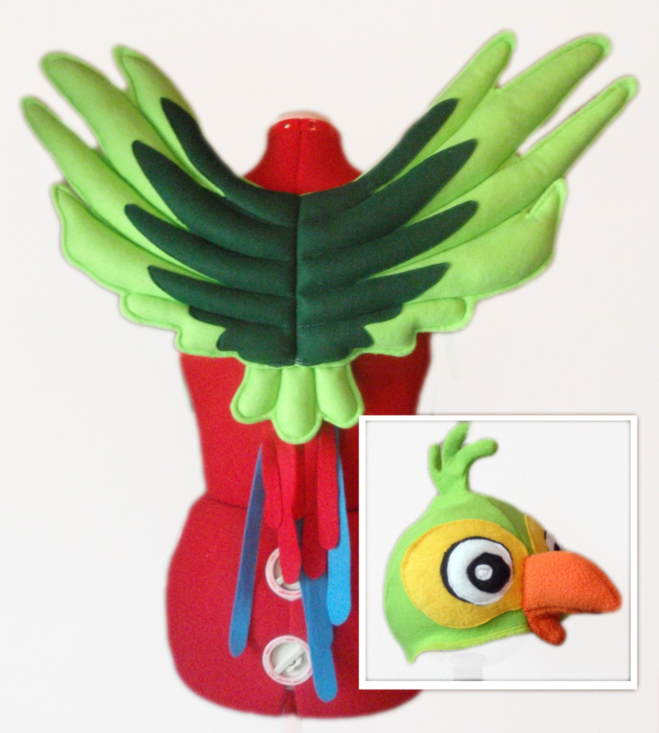 Green Parrot Costume, Wings & Hat. Pirate Bird. - Etsy