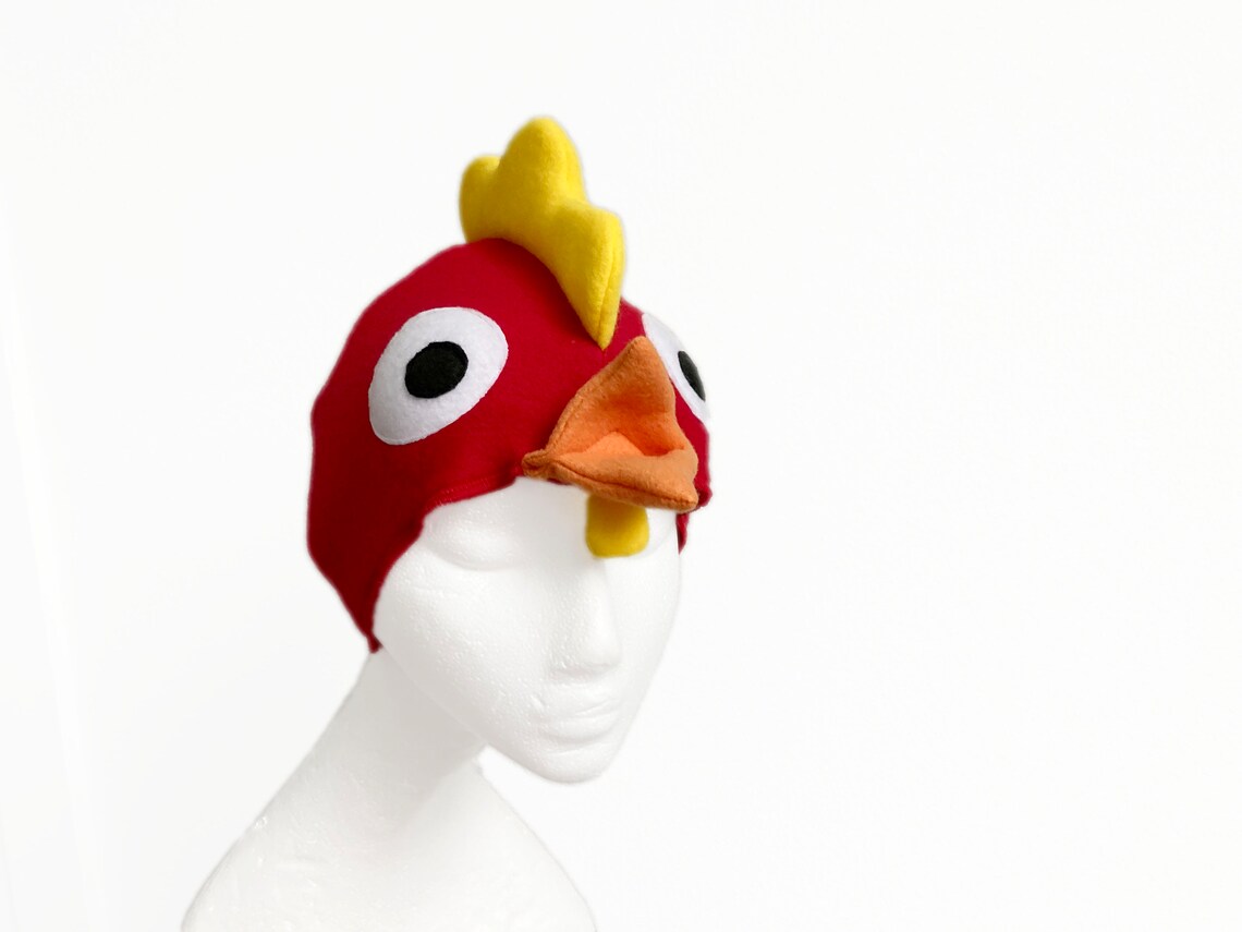 Red Chicken Hat. Bird, Fleece, Five Sizes, Three Color Options - Etsy