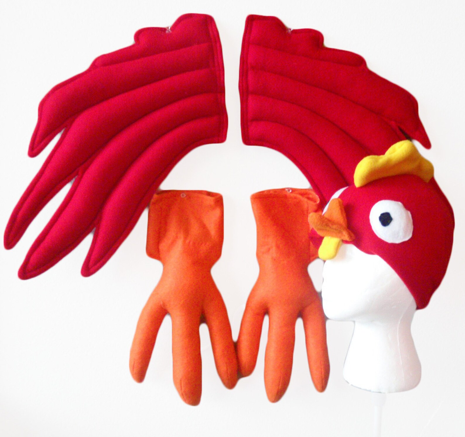 Full CHICKEN COSTUME. Hat Wings Feet. Red Orange Bird. - Etsy Denmark