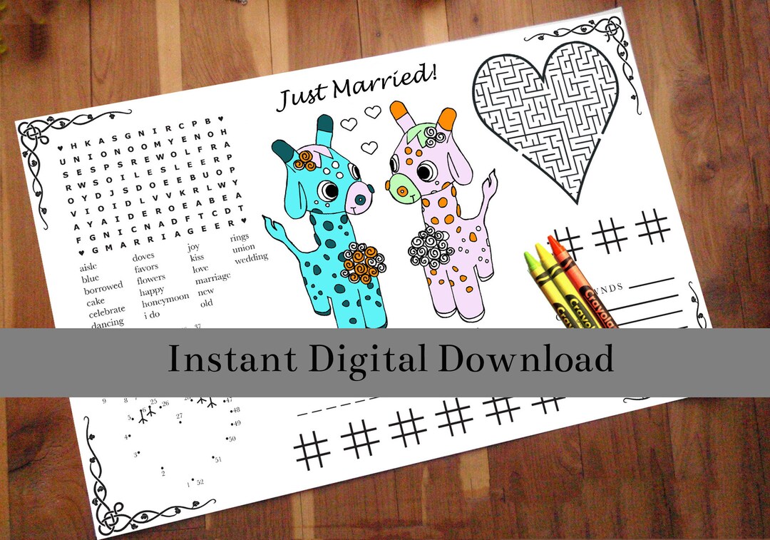Kids Wedding Activity PDF, Printable Instant Download. Multiple Gender ...