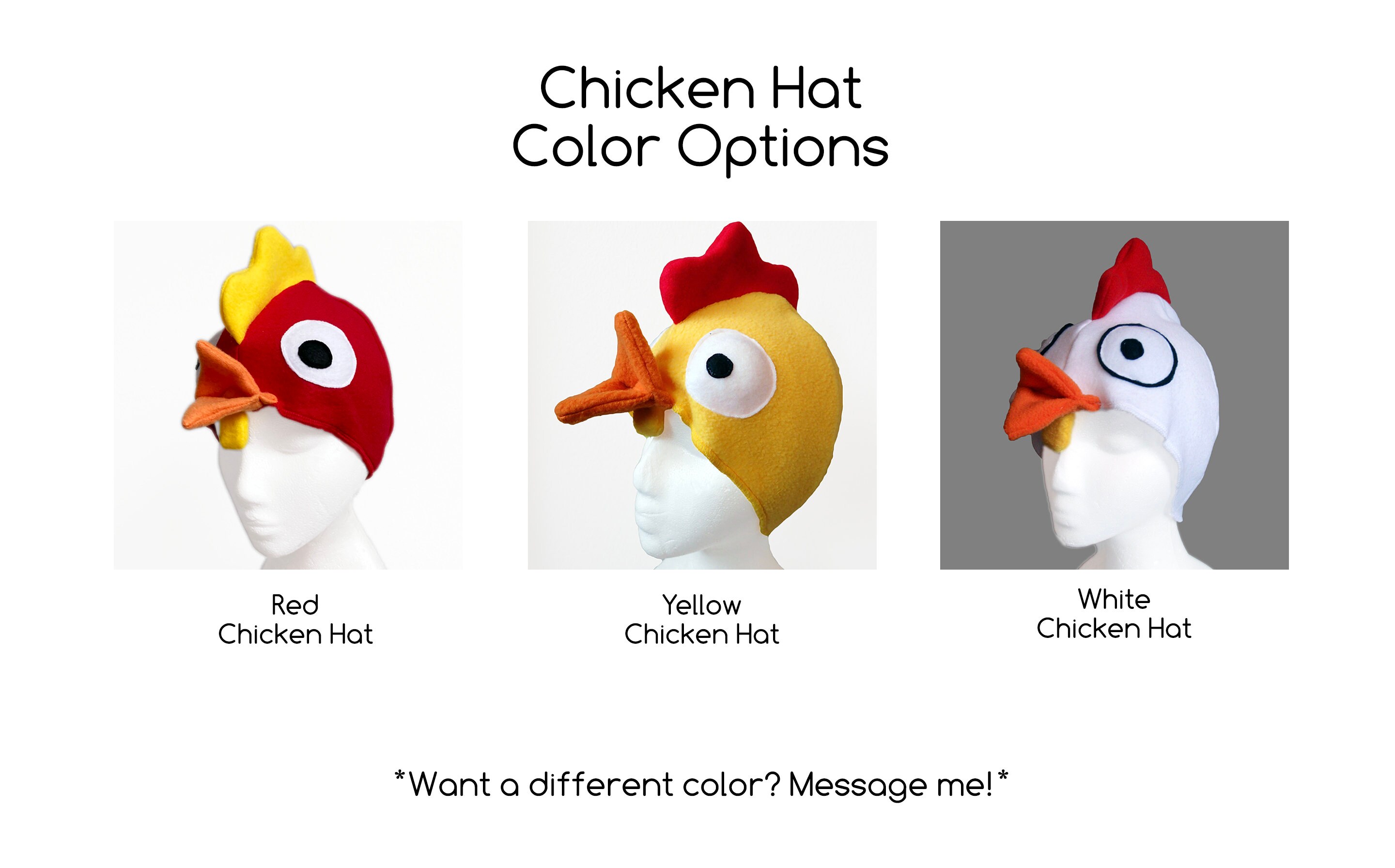 Red Chicken Hat. Bird, Fleece, Five Sizes, Three Color Options - Etsy