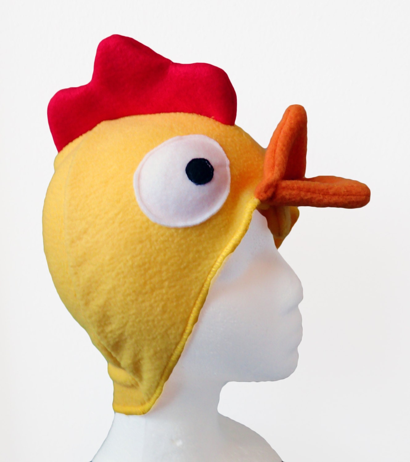 Yellow Chicken Hat. Bird, Fleece. Five Sizes: Newborn to XL, You Choose ...