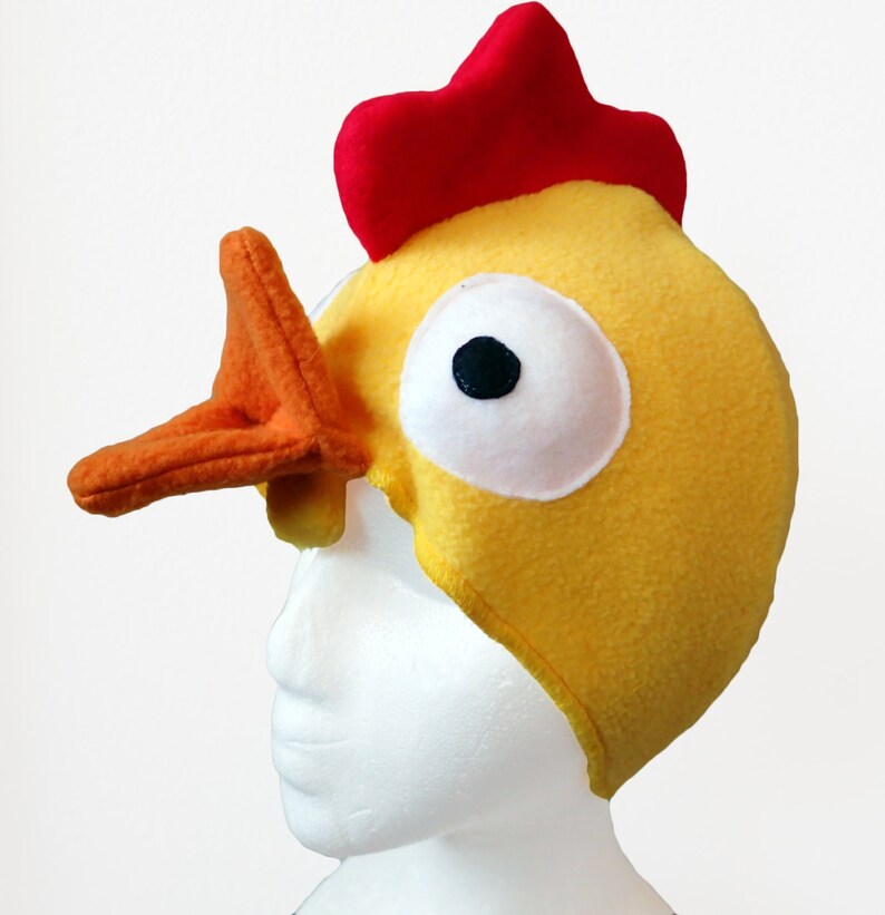 Yellow Chicken Hat. Bird, Fleece. Five Sizes: Newborn to XL, You Choose ...