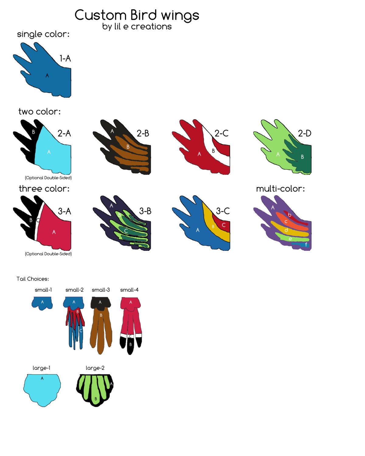 CUSTOM BIRD WINGS. You Choose Color Design Style. - Etsy